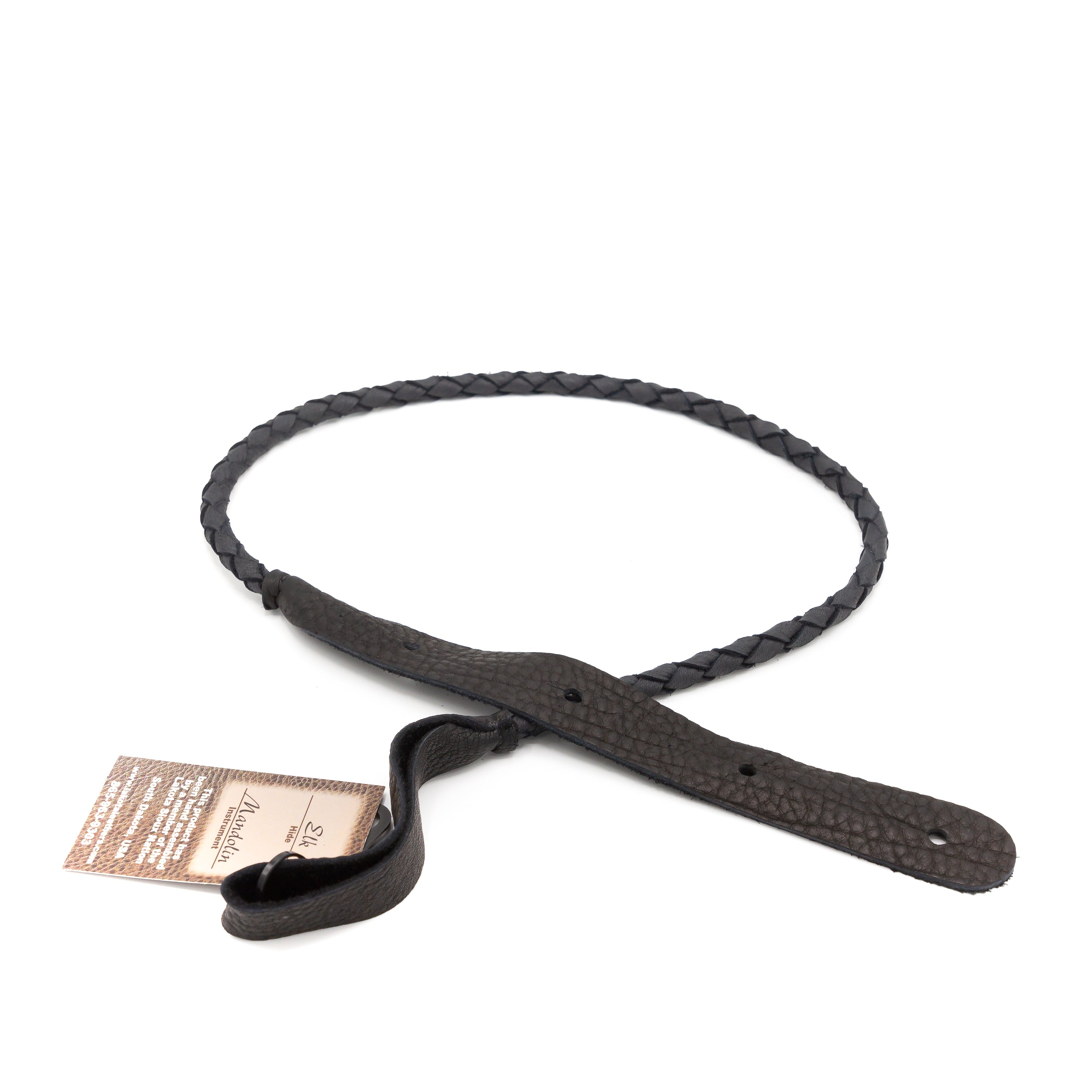Lakota Leathers - Round Braid Mandolin Strap - Black | Mass Street Music